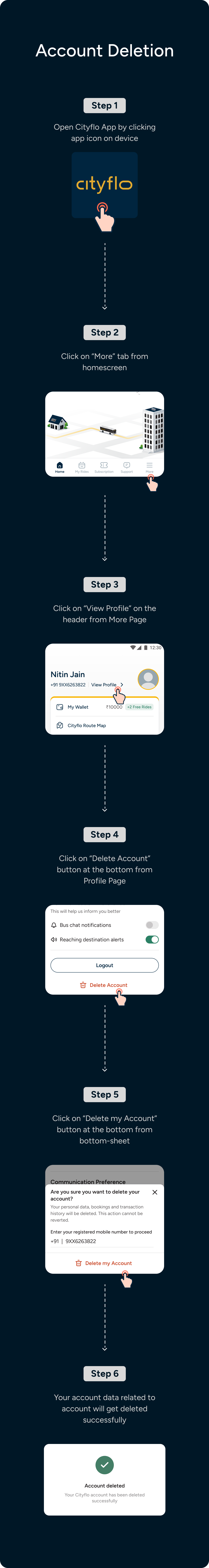 Cityflo Account Deletion Process