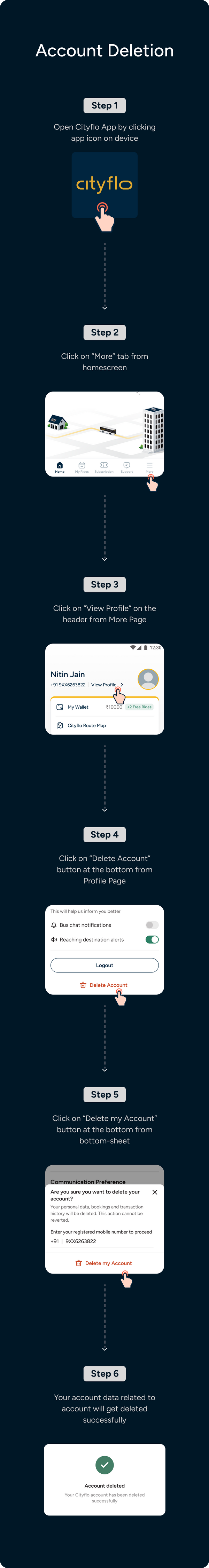 Cityflo Account Deletion Process